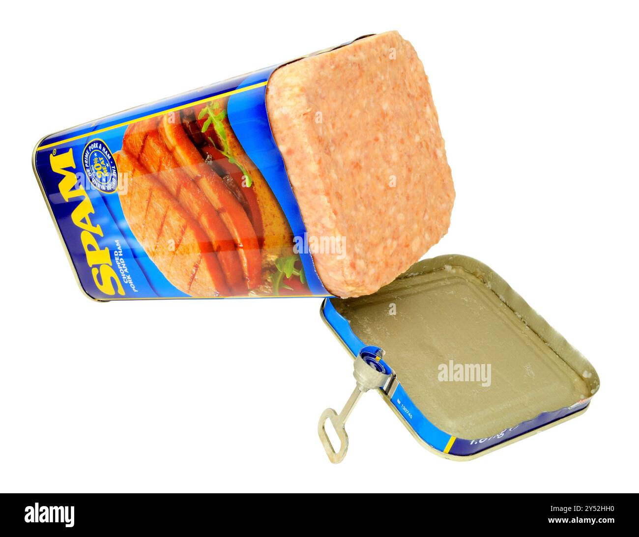 Opened Spam chopped pork and ham catering pack in a 1.81kg tin Stock ...