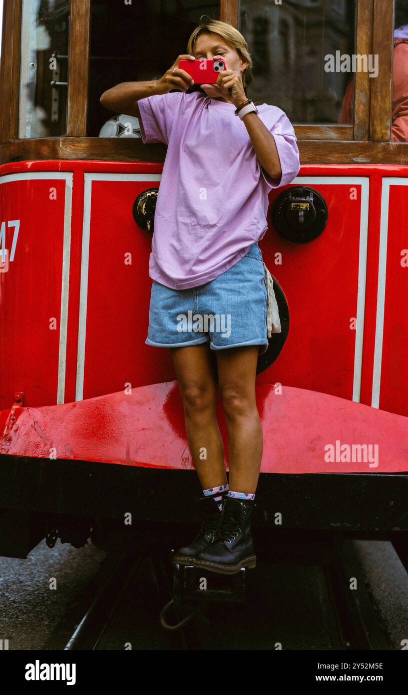 Tram rides around city people hi-res stock photography and images - Alamy