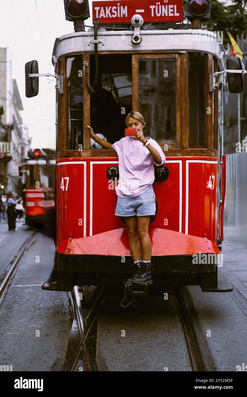 Tram rides around city people hi-res stock photography and images - Alamy