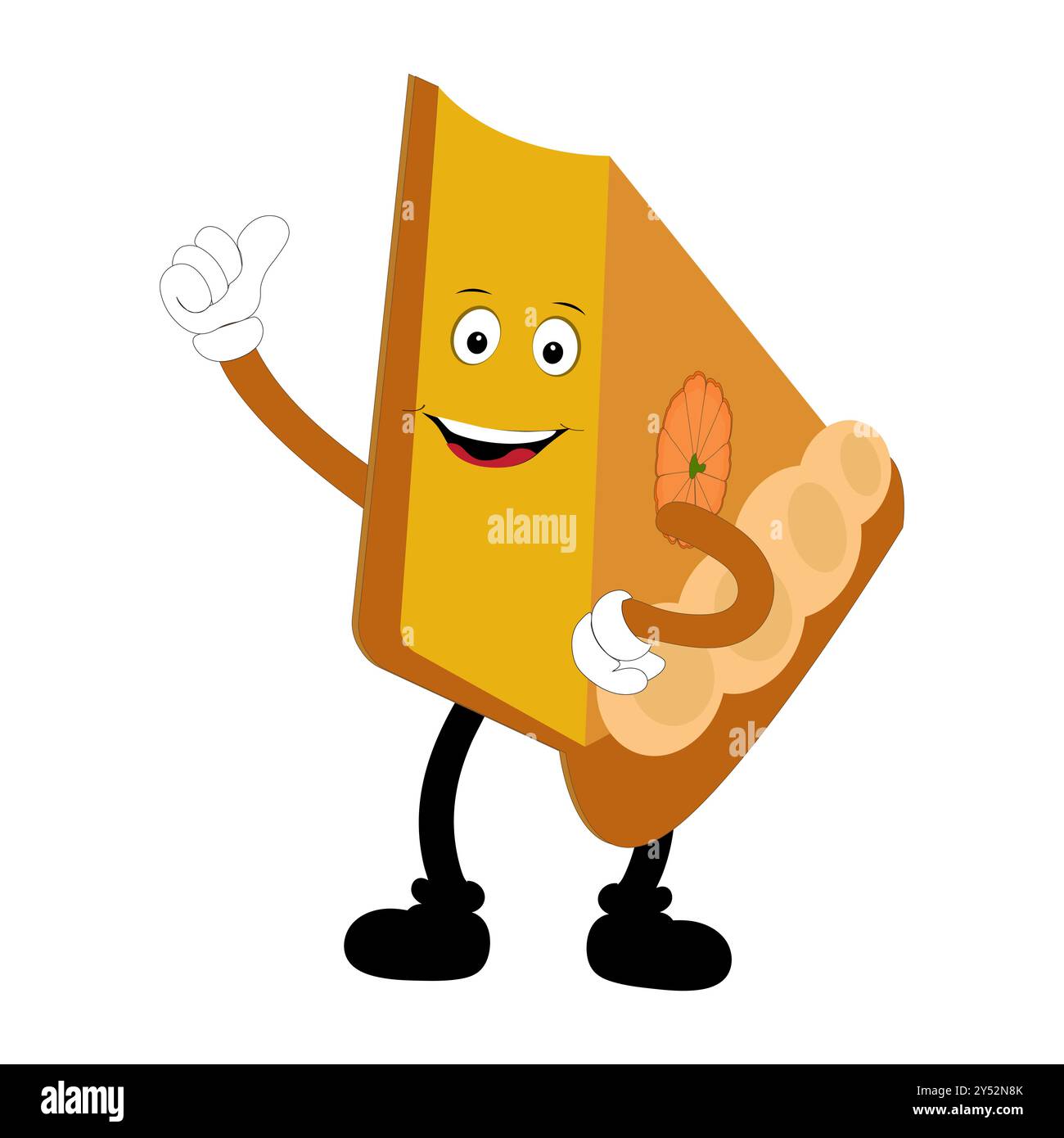 Cute illustration of a pie character in the form of a smiling slice ...