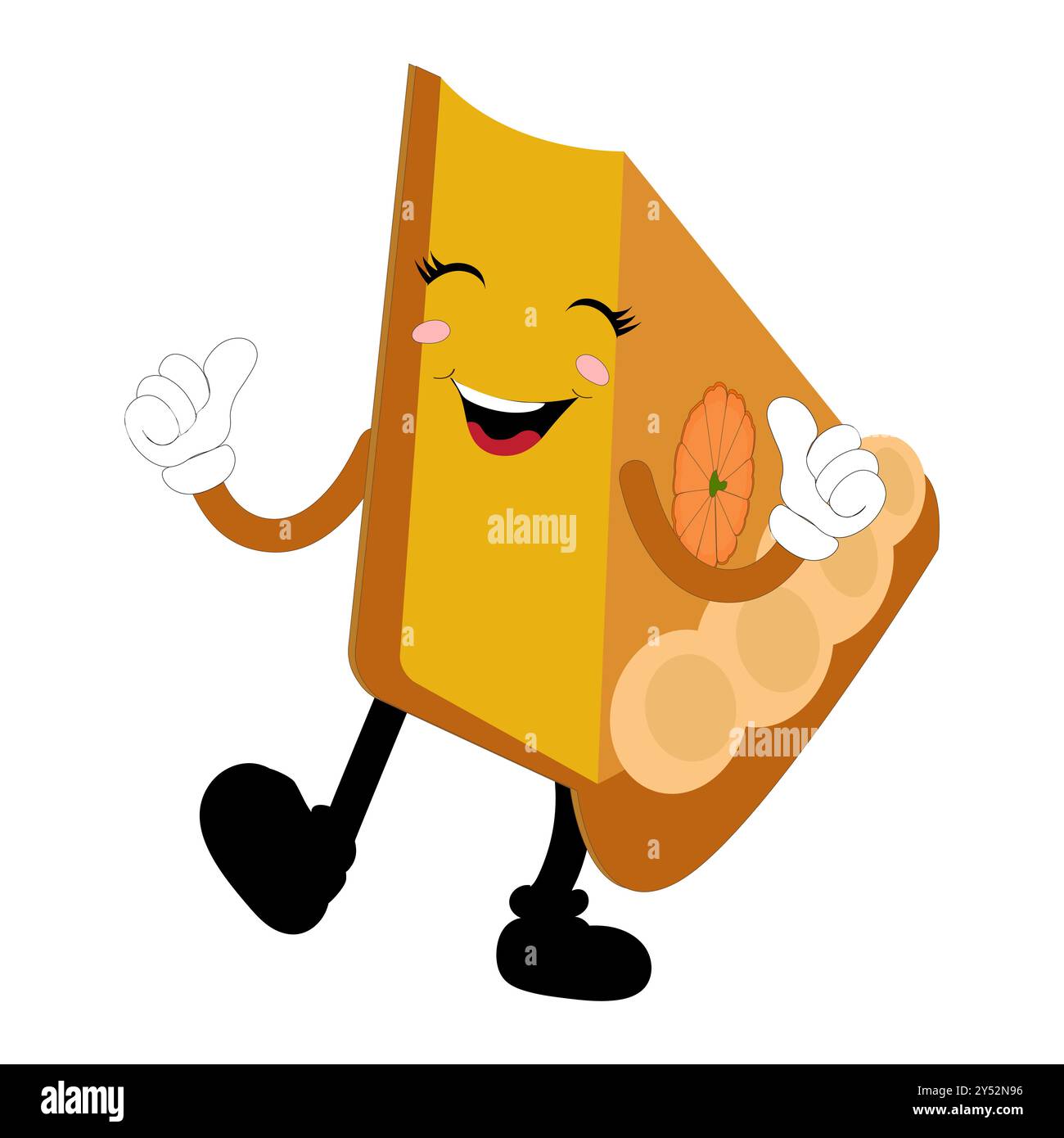 Cute illustration of a pie character in the form of a smiling slice ...