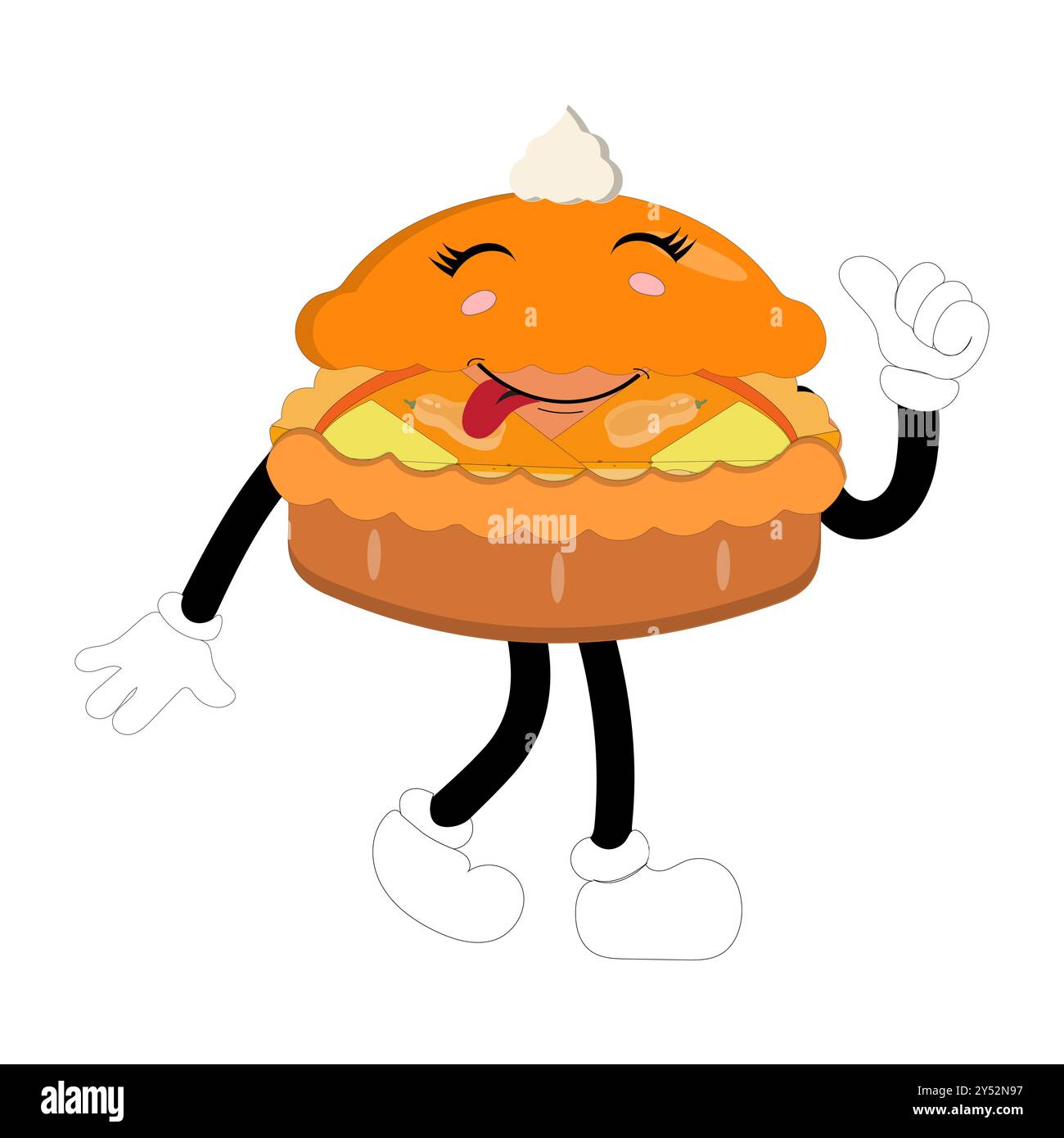 Cute illustration of a pie character in the form of a smiling slice ...