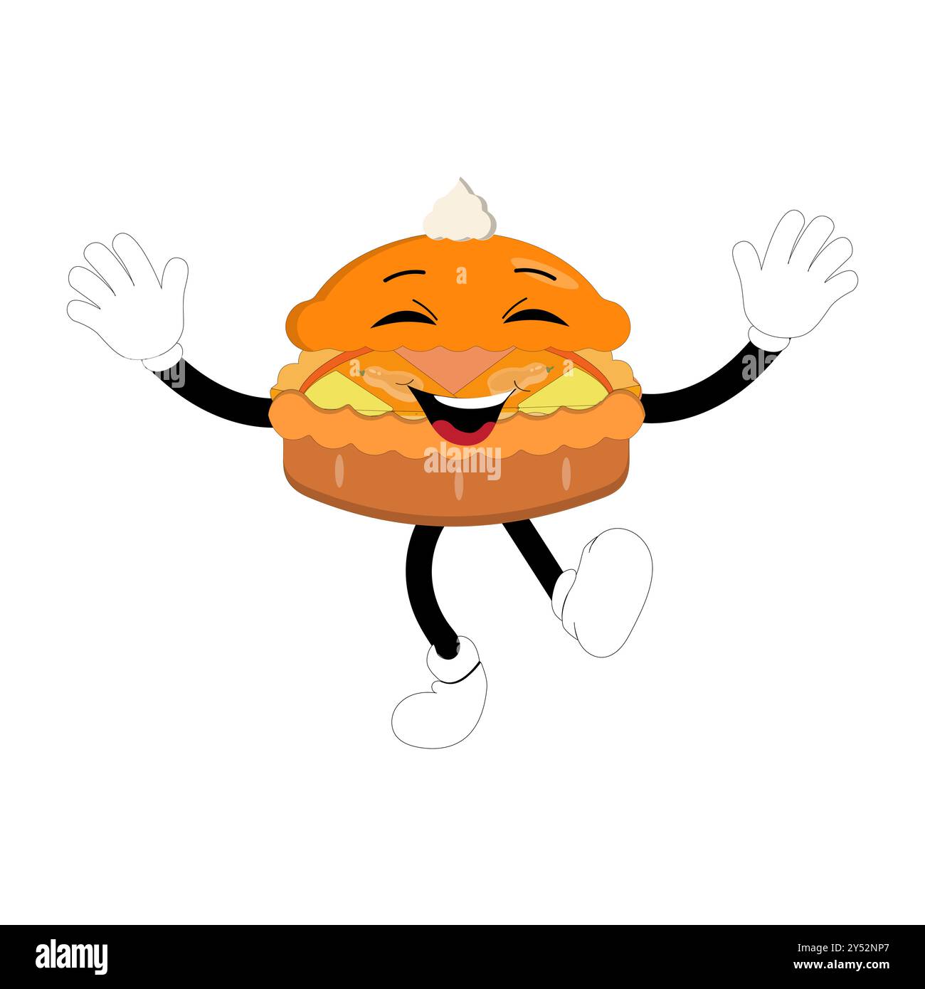 Cute illustration of a pie character in the form of a smiling slice ...