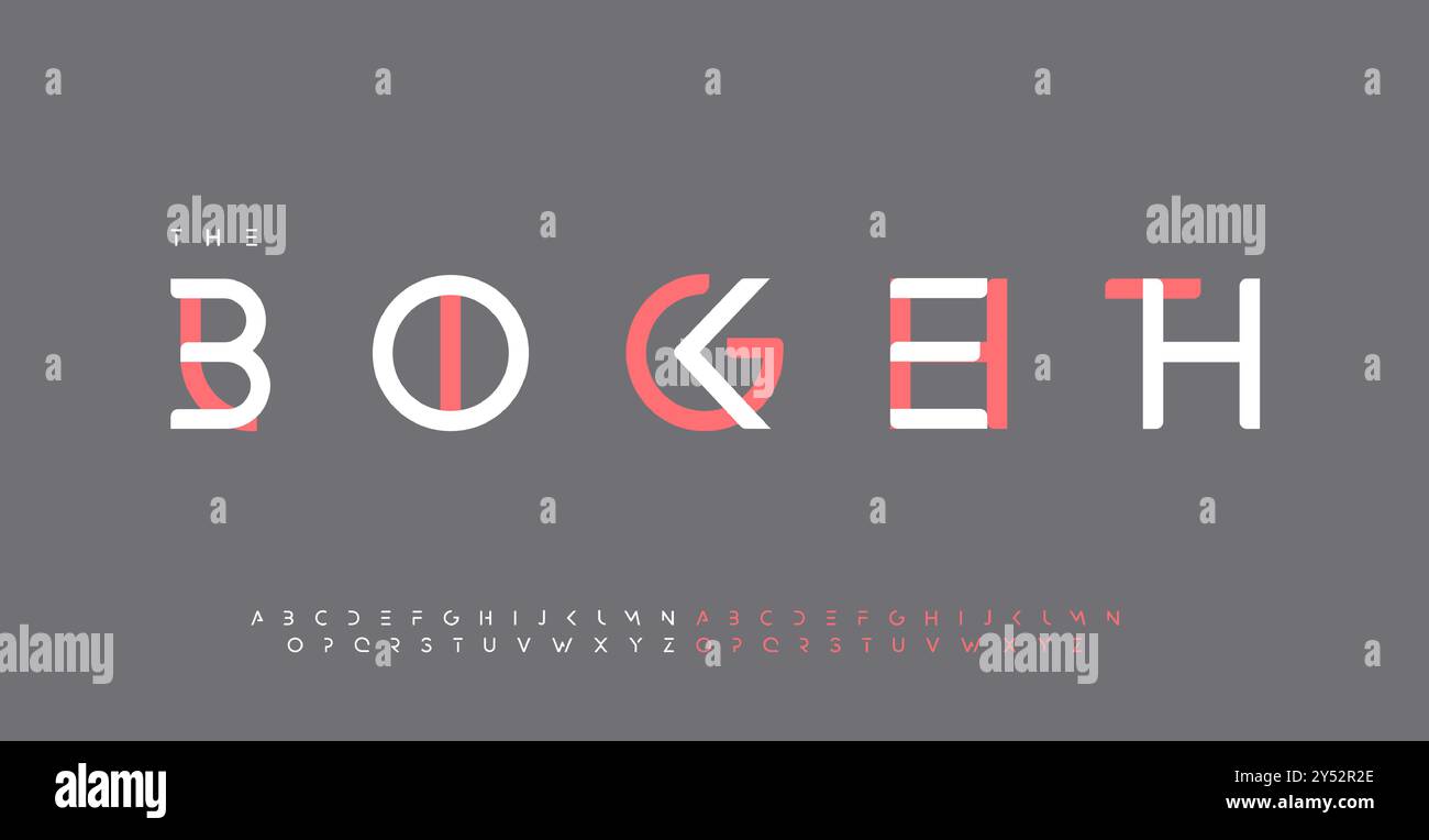 Futuristic immersive font, modular geometric cutout letters, vibrant ...