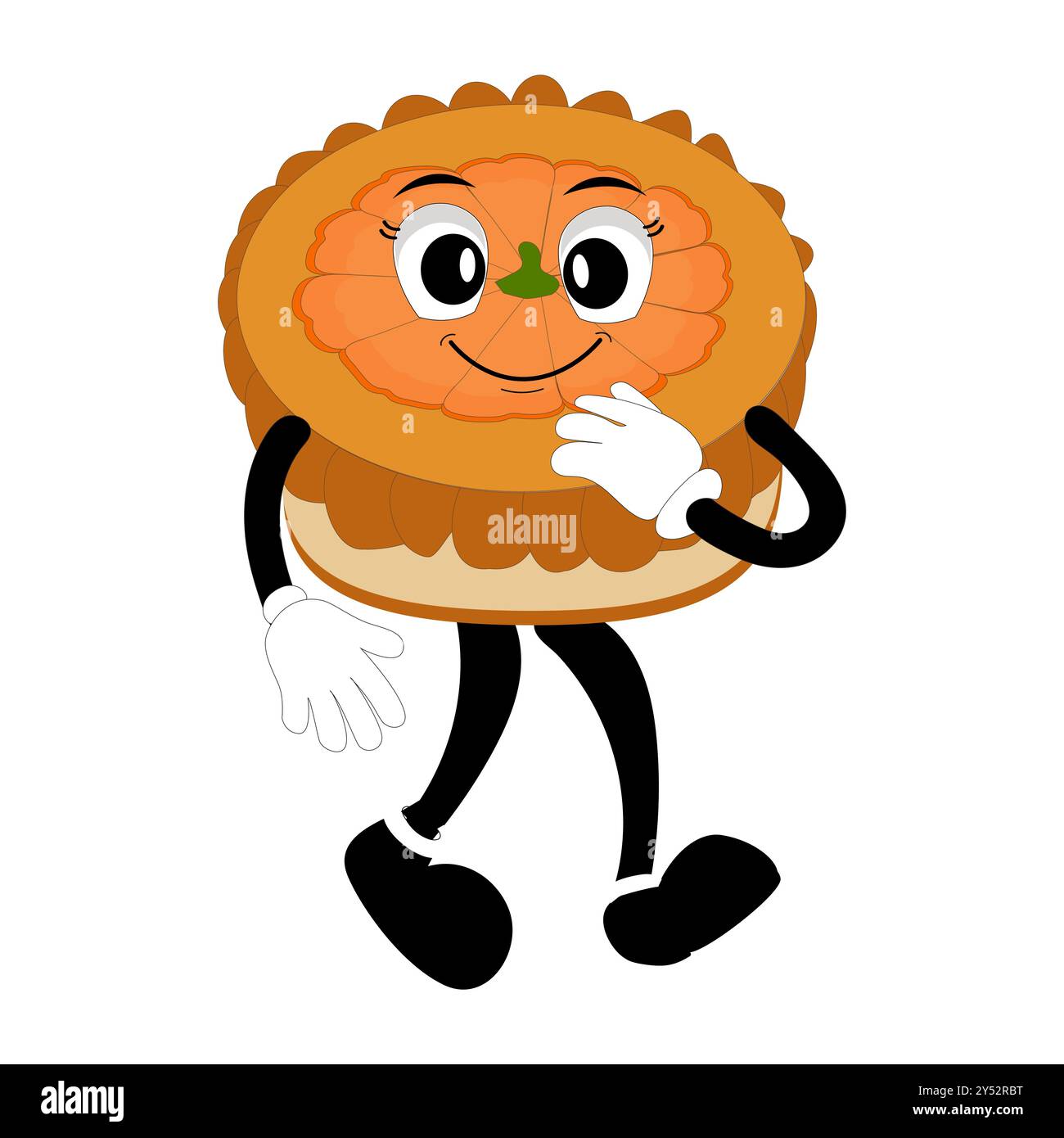 Cute illustration of a pie character in the form of a smiling slice ...