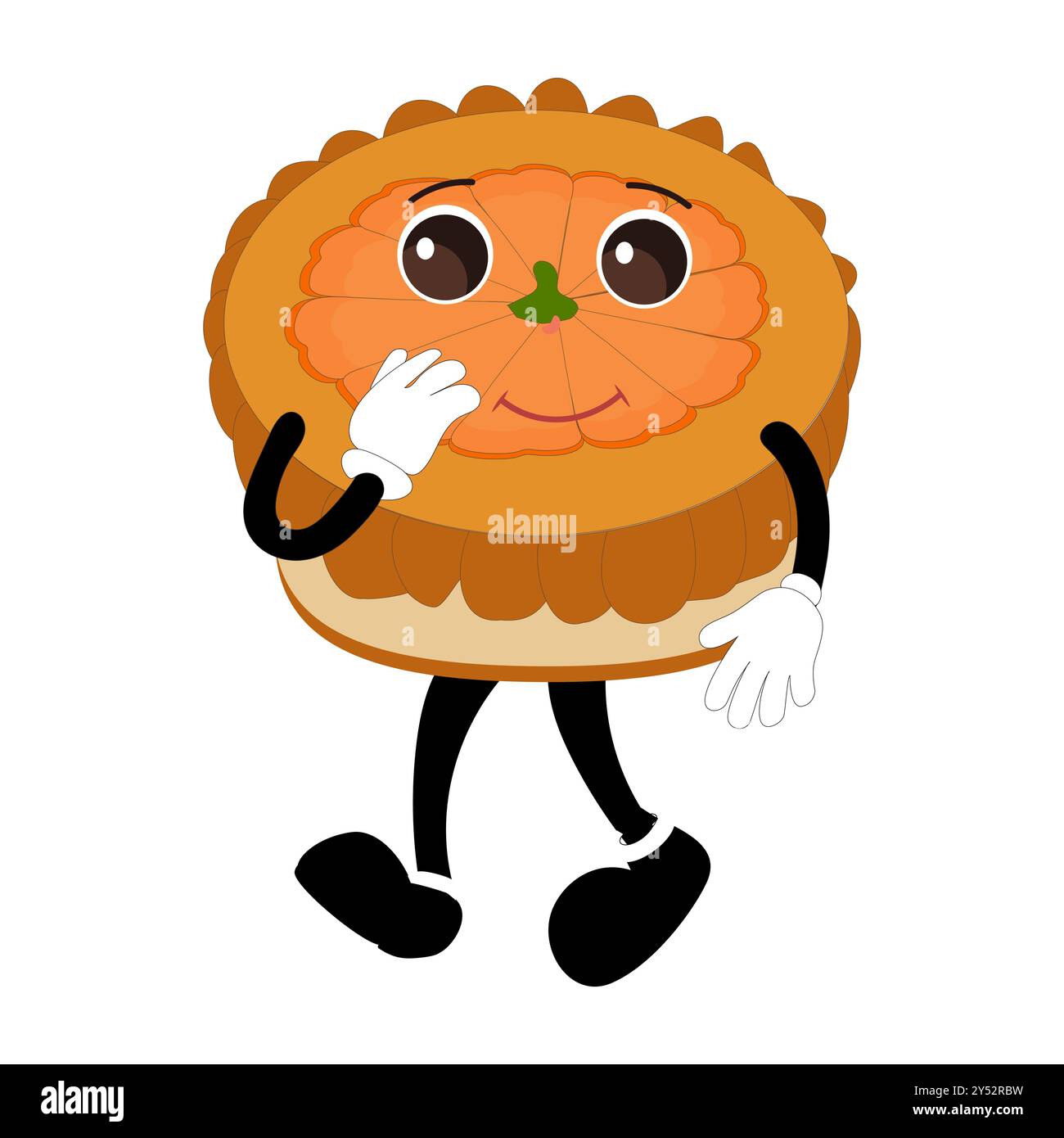 Cute illustration of a pie character in the form of a smiling slice ...