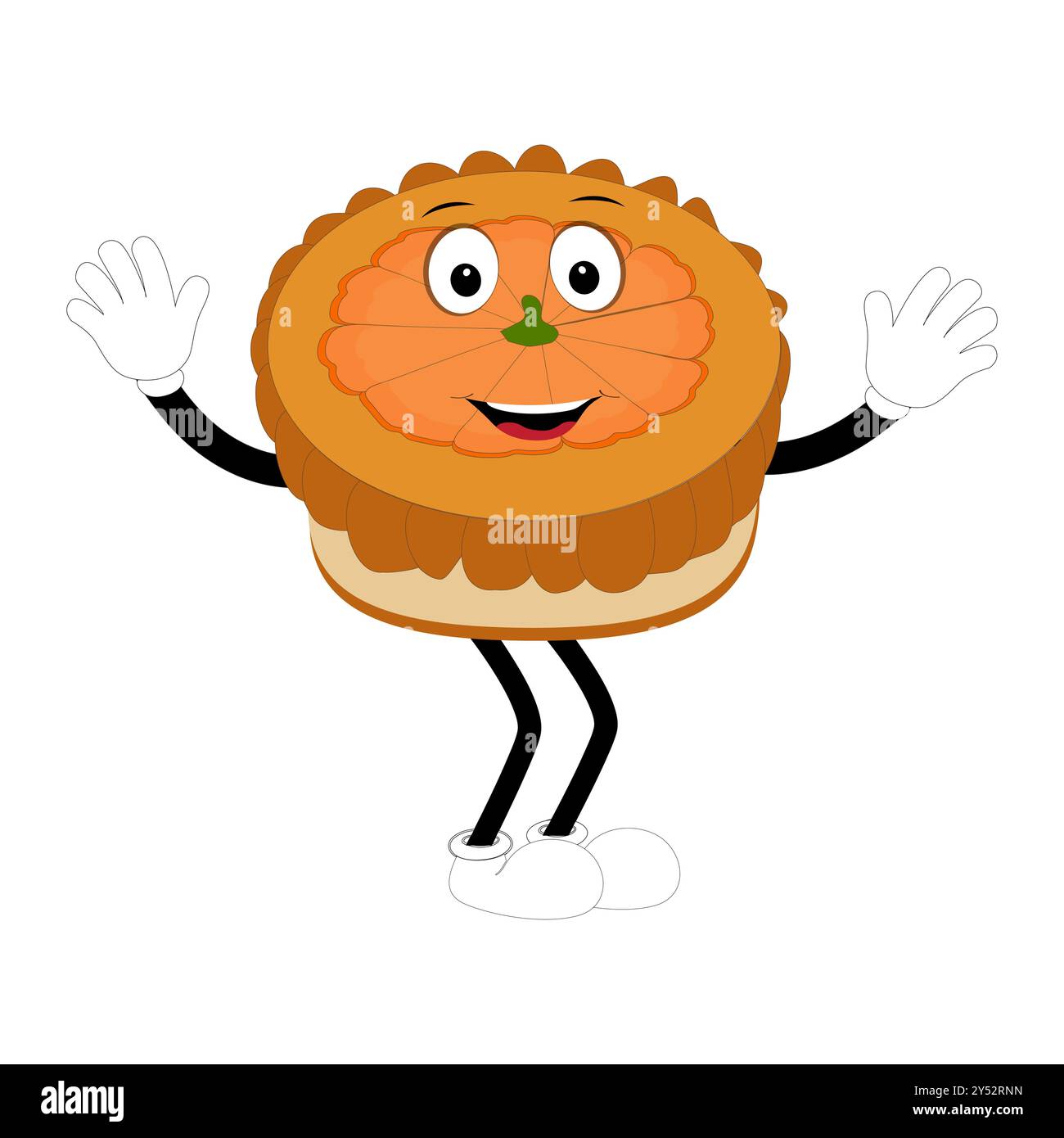 Cute illustration of a pie character in the form of a smiling slice ...