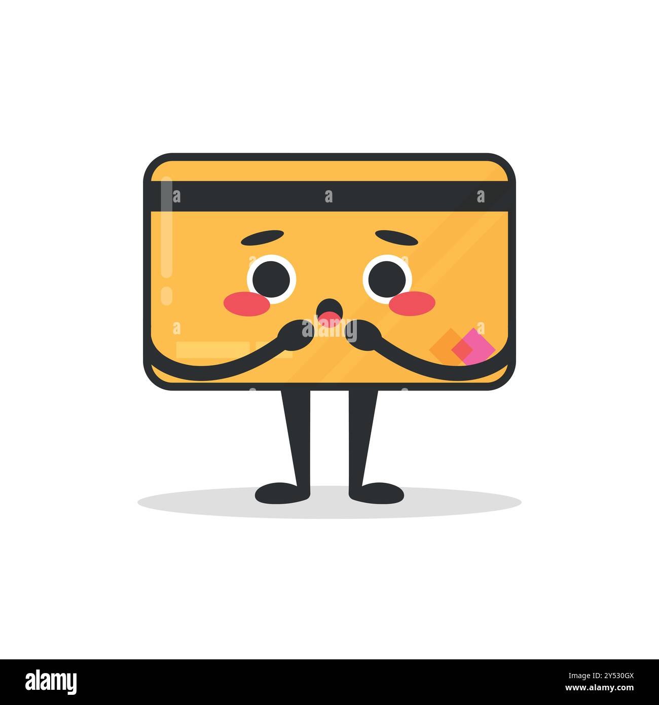 Cute cartoon credit card character. Surprised credit card. Vector ...