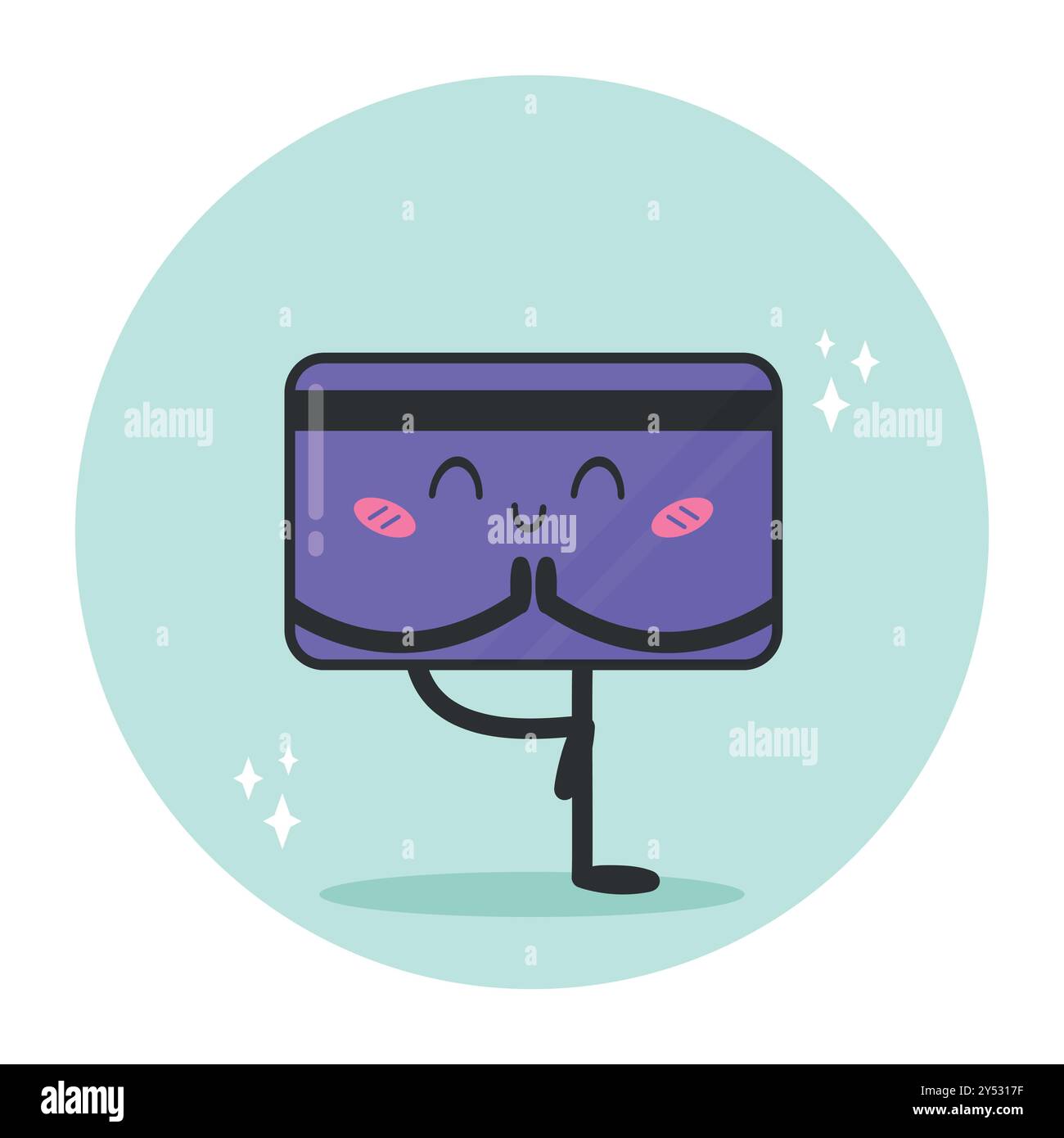 Cute cartoon credit card character is walking. Bank credit card walks ...