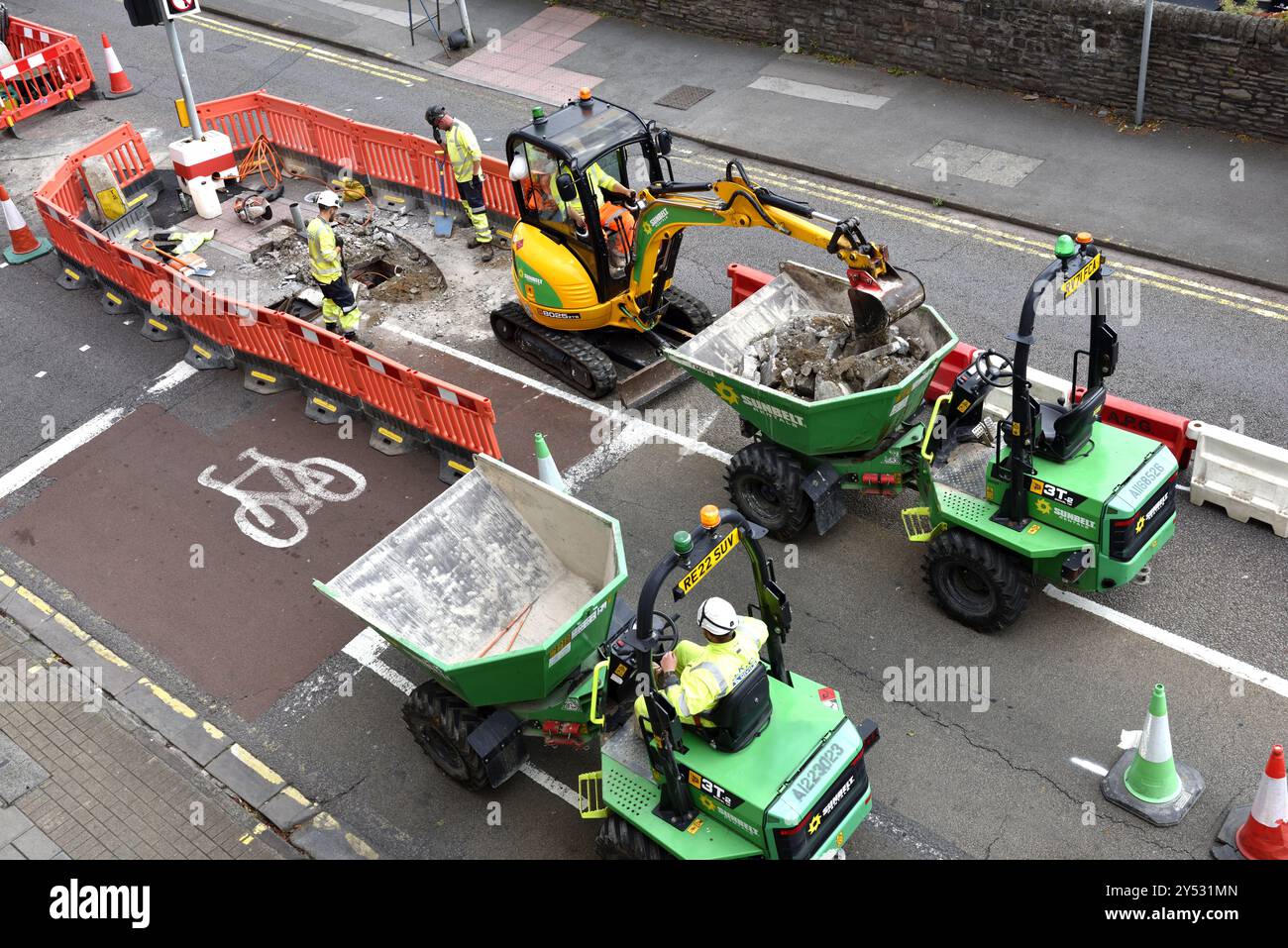 Preparations for road narrowing hi-res stock photography and images - Alamy