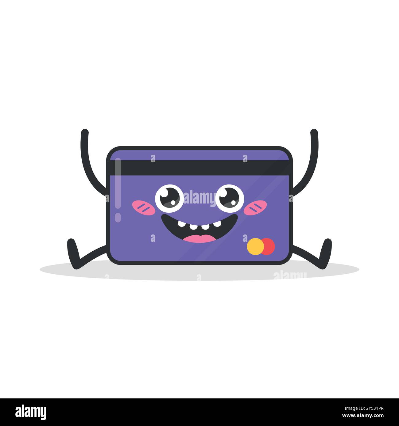 Cute cartoon bank credit card character smiling. Plastic card emoji ...