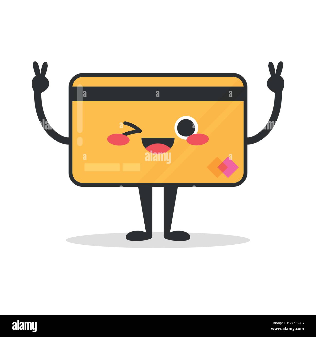 Cute cartoon credit card character. Plastic bank card mascot showing ...