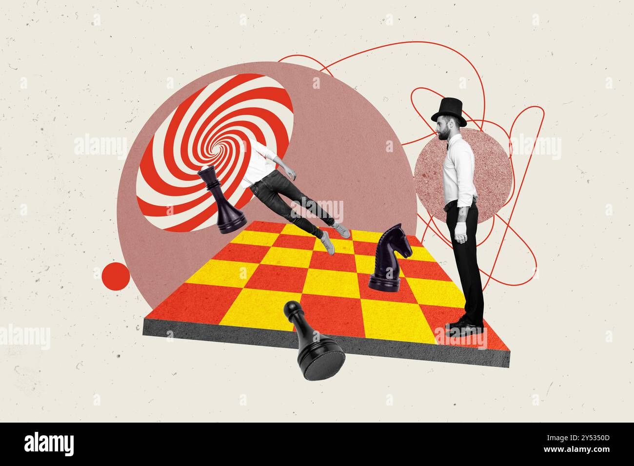 Composite collage picture image of chessboard illusion magic game ...