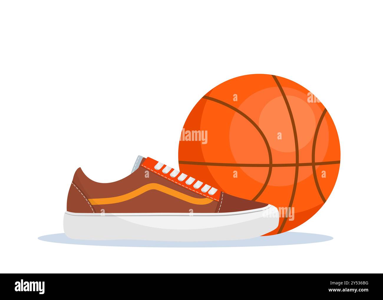 Basketball Elements composition. Basketball ball and sneakers ...