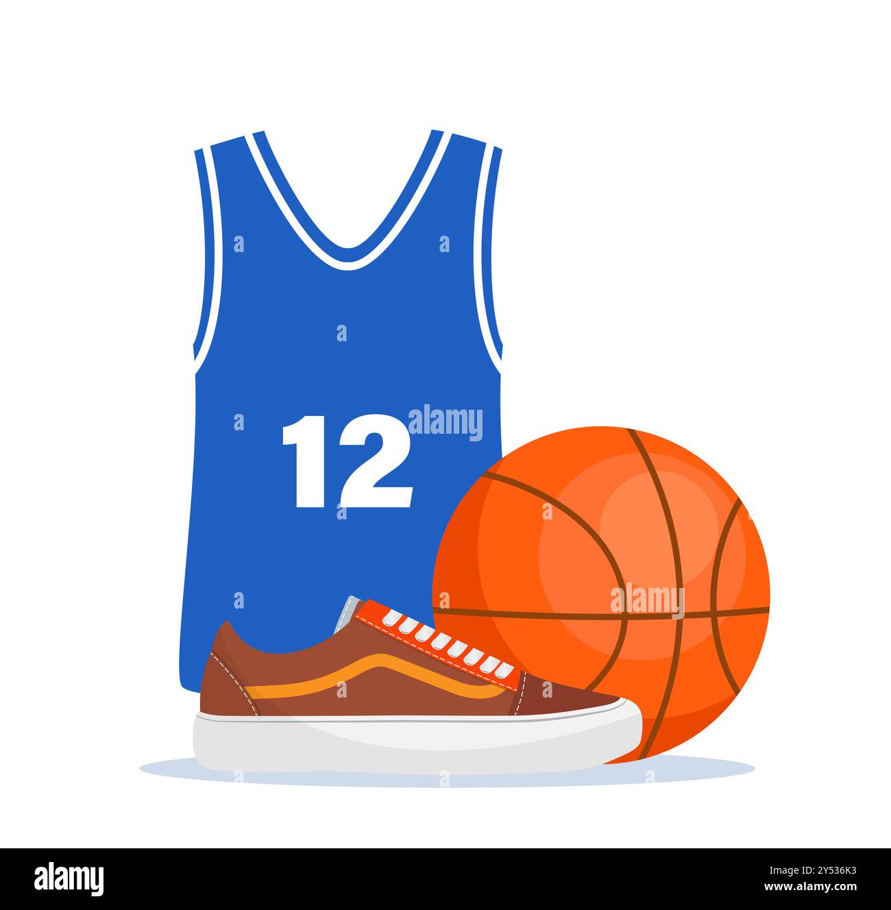 Basketball Elements composition. Basketball ball, sneakers, uniform ...