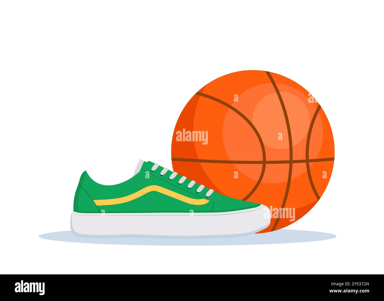 Basketball Elements composition. Basketball ball and sneakers ...