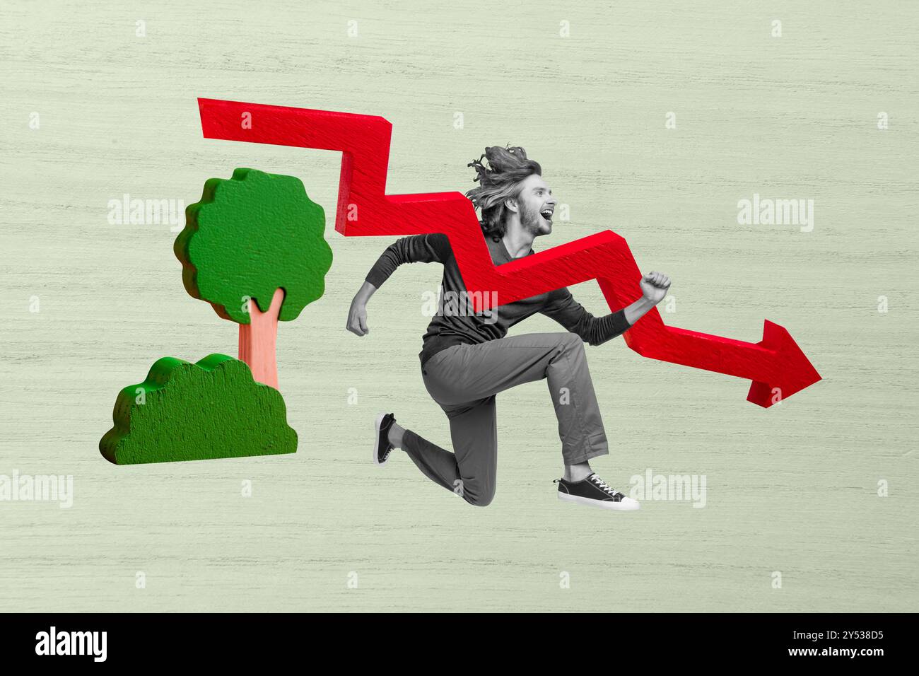 Collage artwork graphics picture of funny excited purposeful guy ...