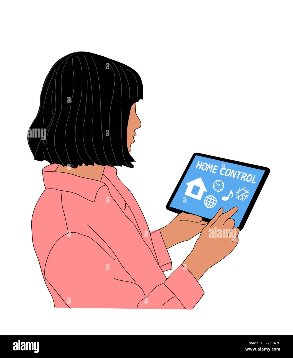 Woman using digital tablet isolated Stock Vector Images - Alamy