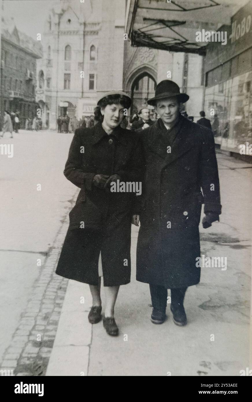 Novi Sad Vojvodina Yugoslavia, Palm Sunday 1952: A couple standing on ...