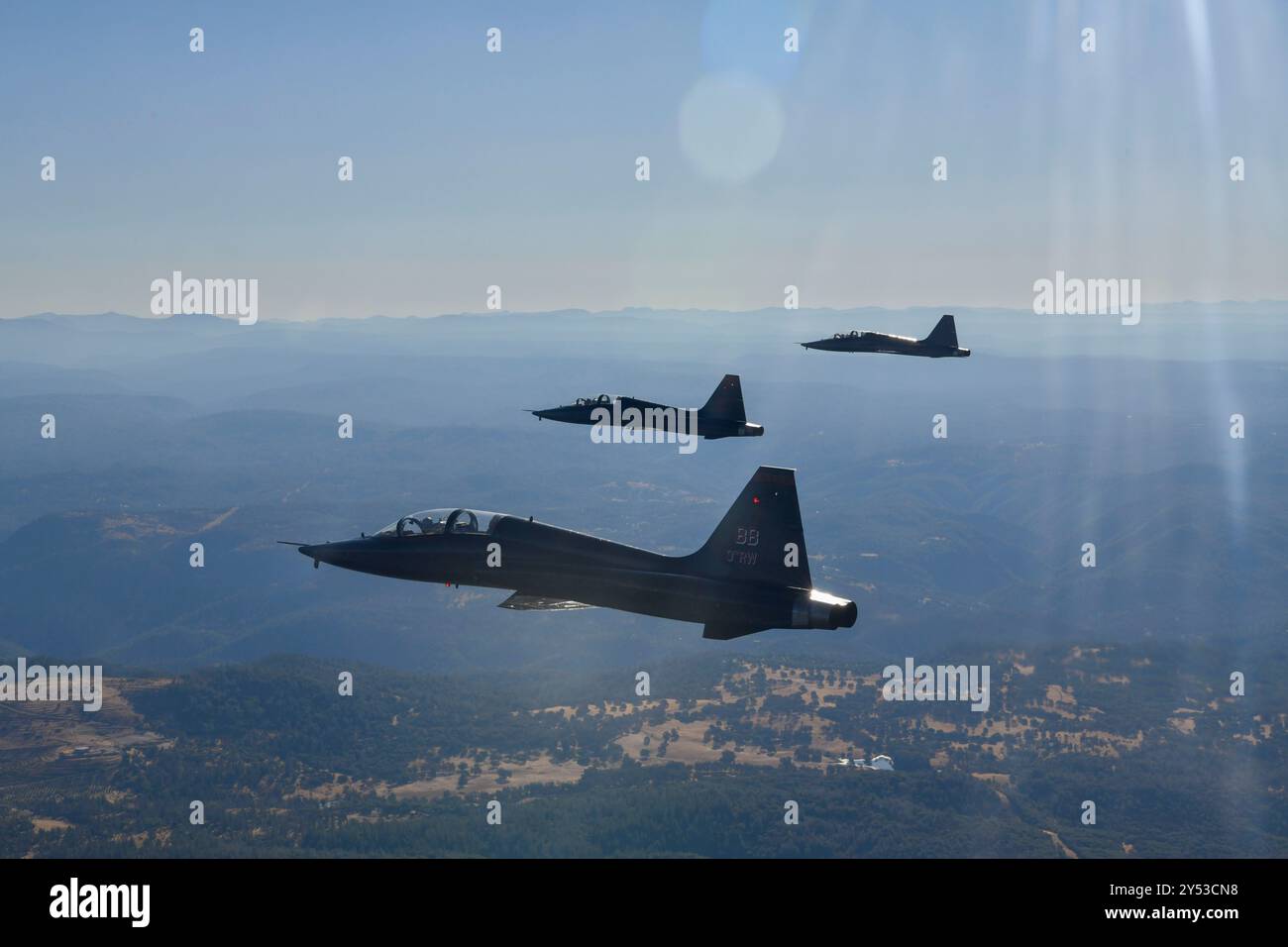 U.S. Air Force 1st Reconnaissance Squadron T-38 Talons perform a ...
