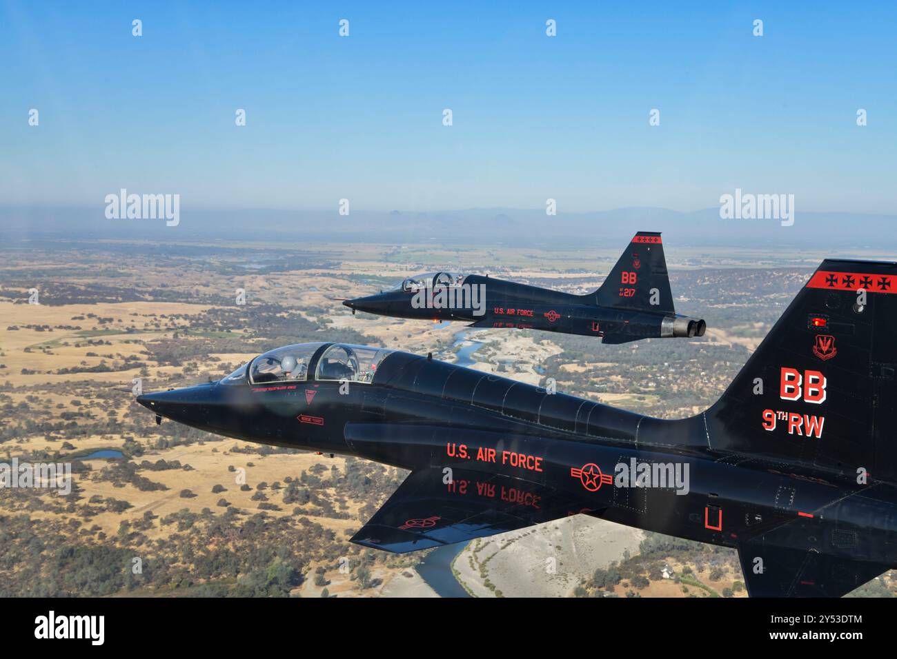 U.S. Air Force 1st Reconnaissance Squadron T-38 Talons perform a ...