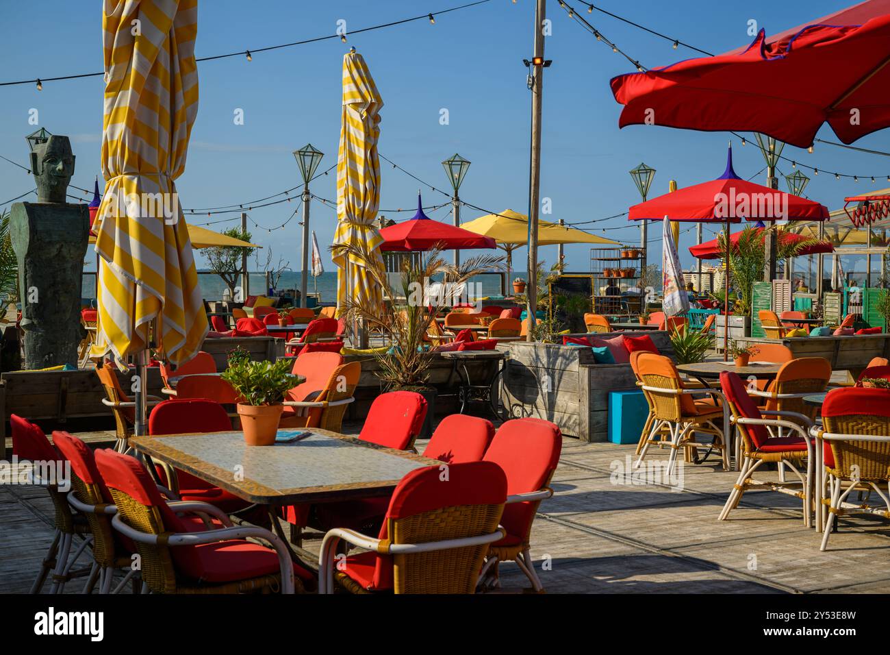Scheveningen beach club in the summer time, Den Haag, The Netherlands ...