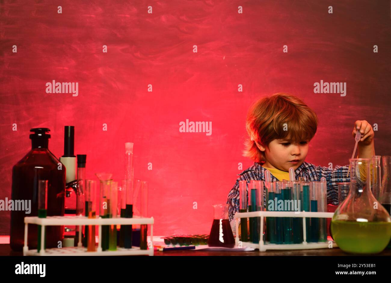 My chemistry experiment. Learning at home. Kid from primary school ...