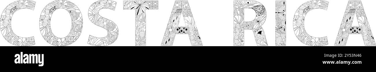 Vector word Costa Rica. Hand-painted art design. Illustration for t ...