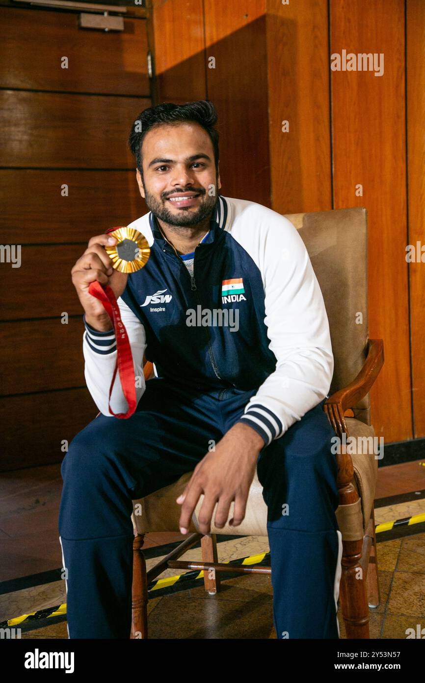 NEW DELHI, INDIA - SEPTEMBER 12: Sumit Antil (gold medal in the men's ...