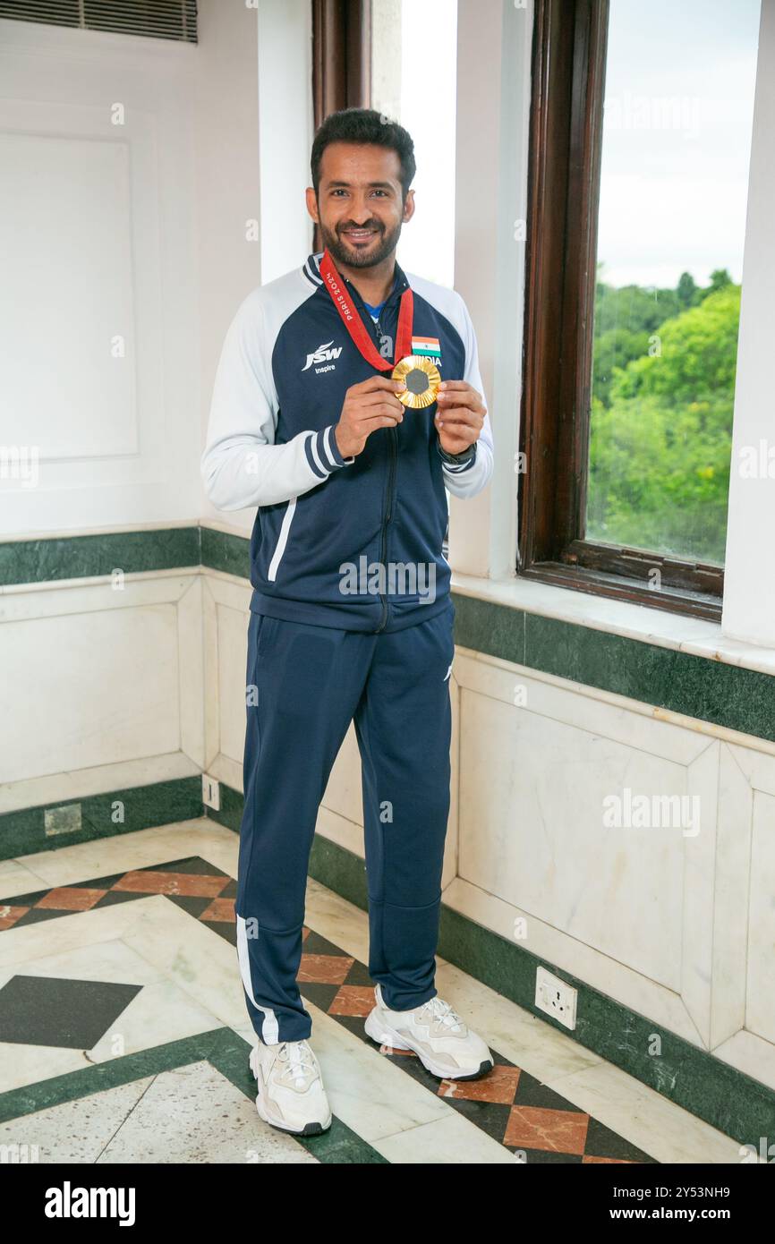 NEW DELHI, INDIA - SEPTEMBER 12: Nitesh Kumar (gold medal in the Men's ...