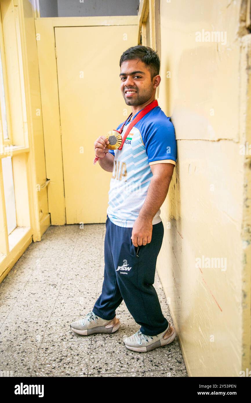 NEW DELHI, INDIA - SEPTEMBER 12: Navdeep Singh (Gold in Men's javelin ...