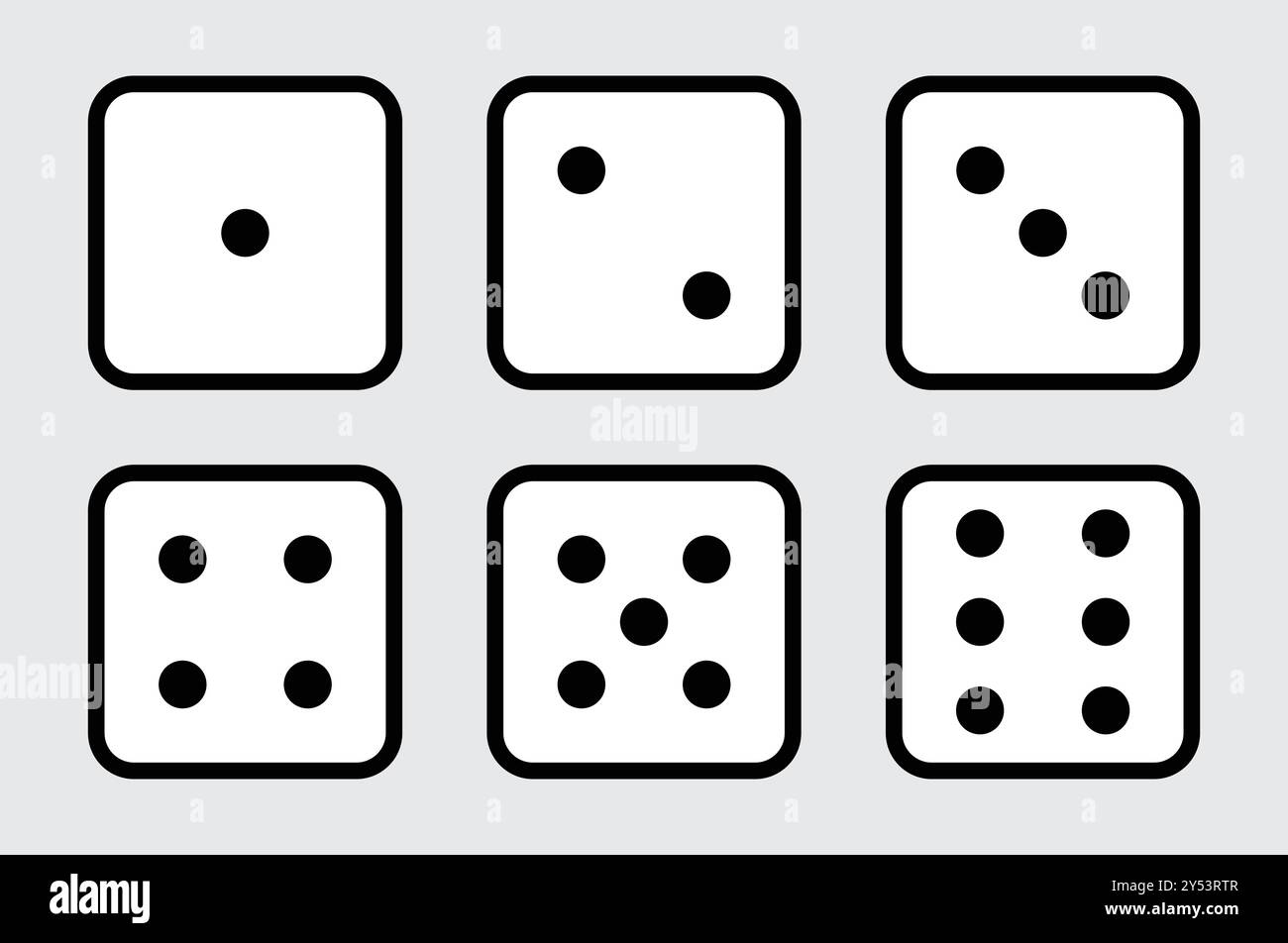 Set of game dice icon in outline design. game sign. Dice game vector icon set in black color ...