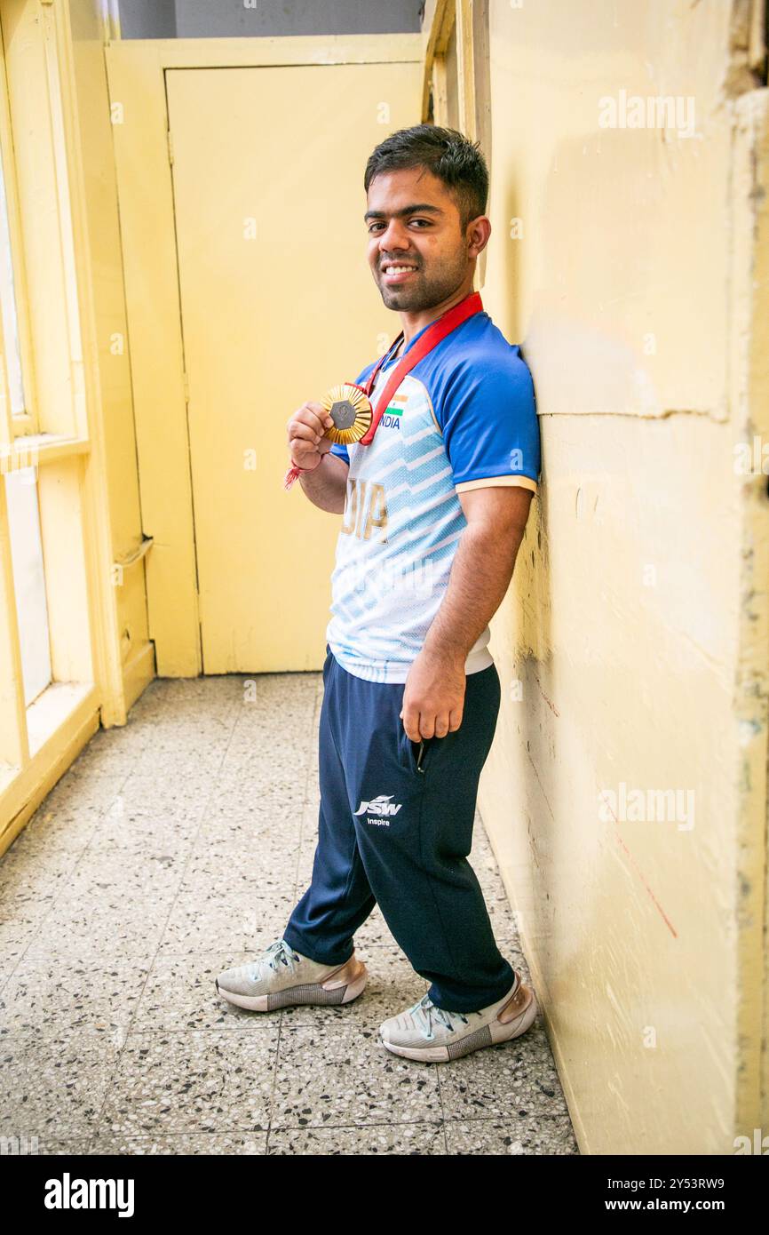NEW DELHI, INDIA - SEPTEMBER 12: Navdeep Singh (Gold in Men's javelin ...