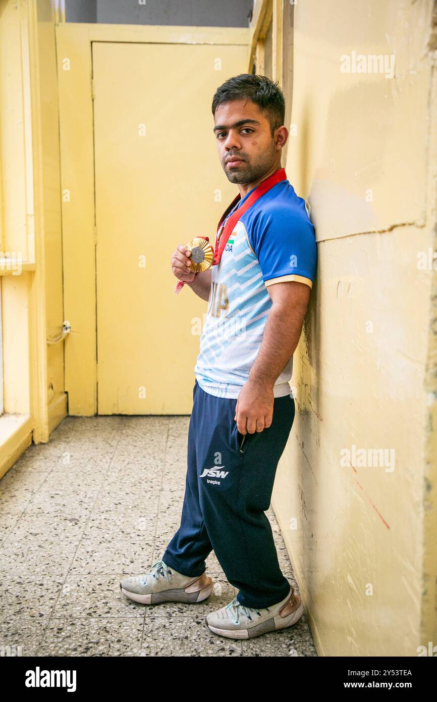 NEW DELHI, INDIA - SEPTEMBER 12: Navdeep Singh (Gold in Men's javelin ...