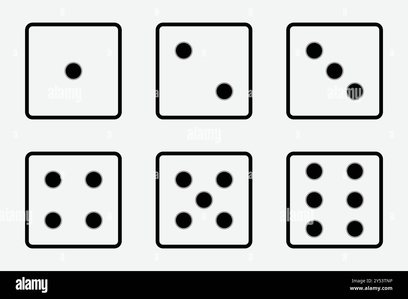 Set of game dice icon in line. game sign. Dice game vector icon set in black color isolated on ...