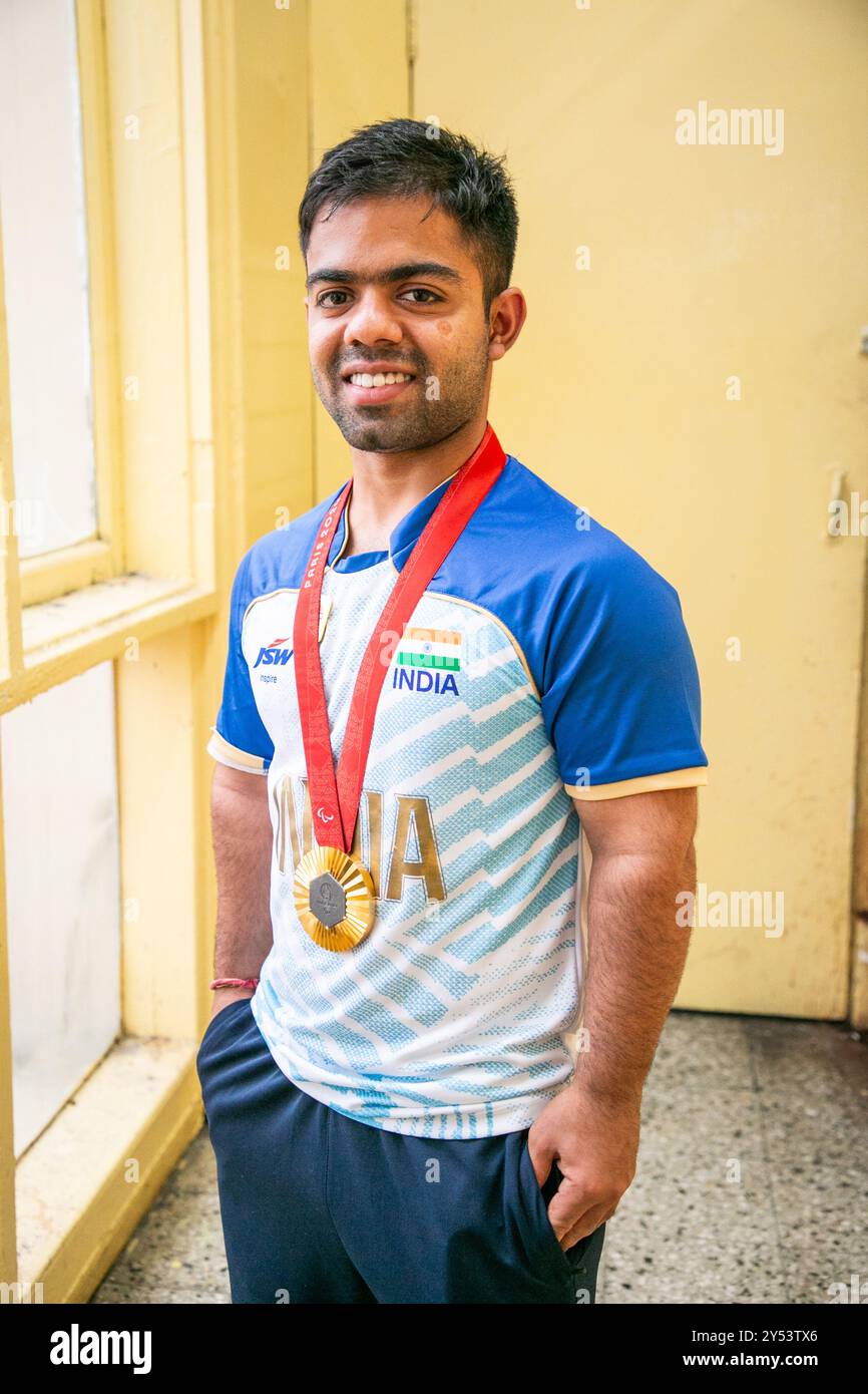 NEW DELHI, INDIA - SEPTEMBER 12: Navdeep Singh (Gold in Men's javelin ...
