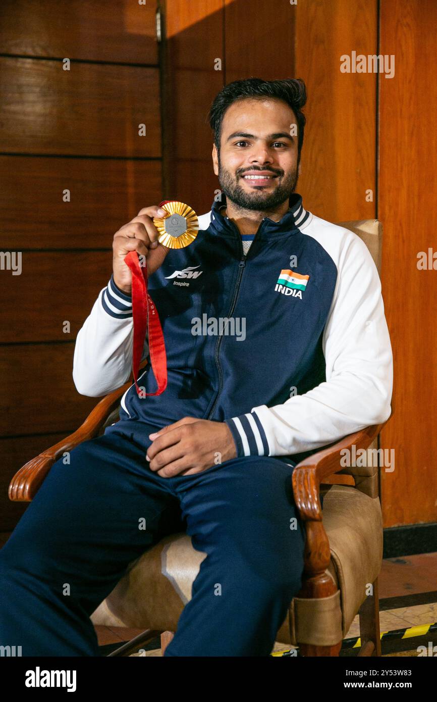 NEW DELHI, INDIA - SEPTEMBER 12: Sumit Antil (gold medal in the men's ...