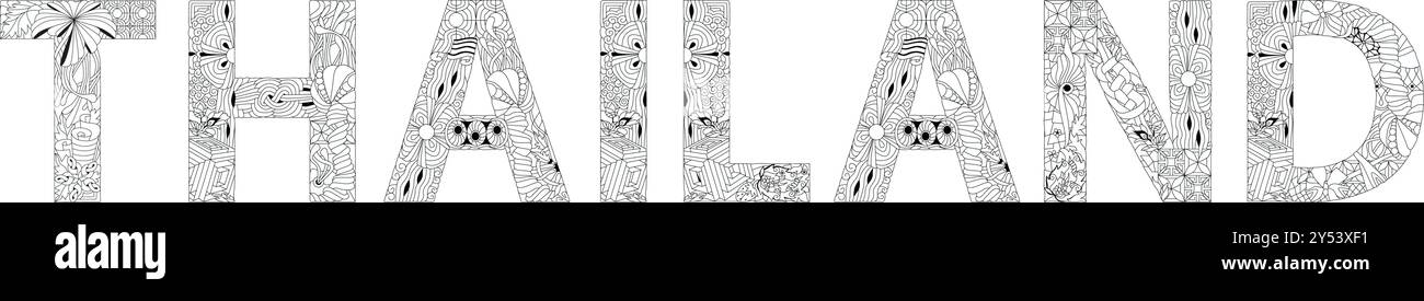 Vector word Thailand. Hand-painted art design. Illustration for t ...
