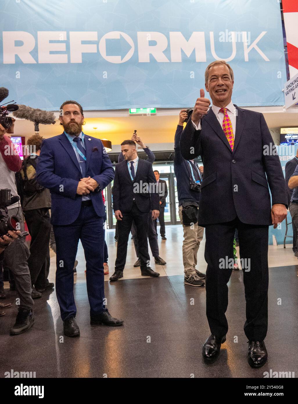 Nigel farage arrives at the reform conference 2024 conference hi-res ...