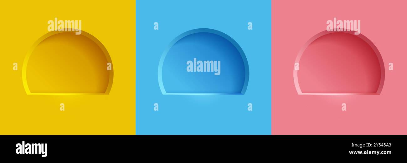 A collection of realistic round wall niches with shadows. Vector ...