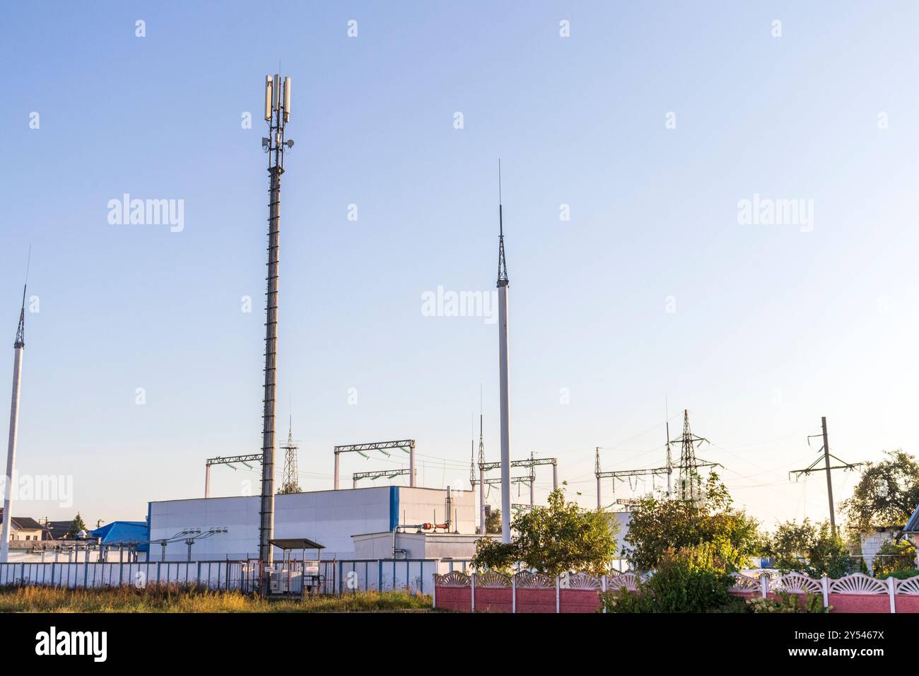 Image of the lightning rods at the power substation Stock Photo - Alamy