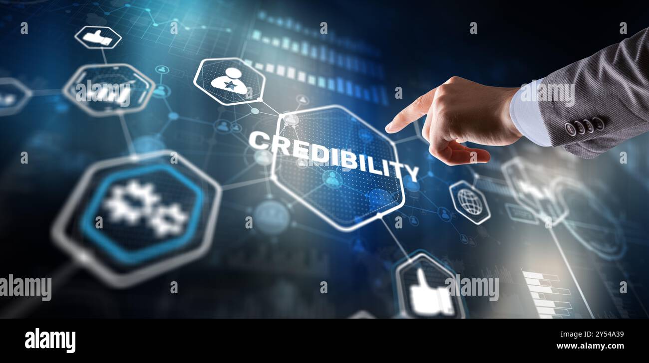 Credibility improvement concept. Multiple exposure virtual screen Stock ...