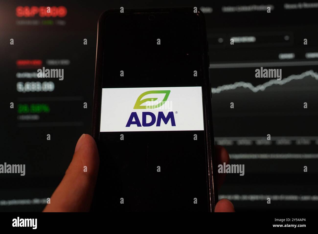 In this photo illustration, Archer Daniels Midland (ADM) logo is ...