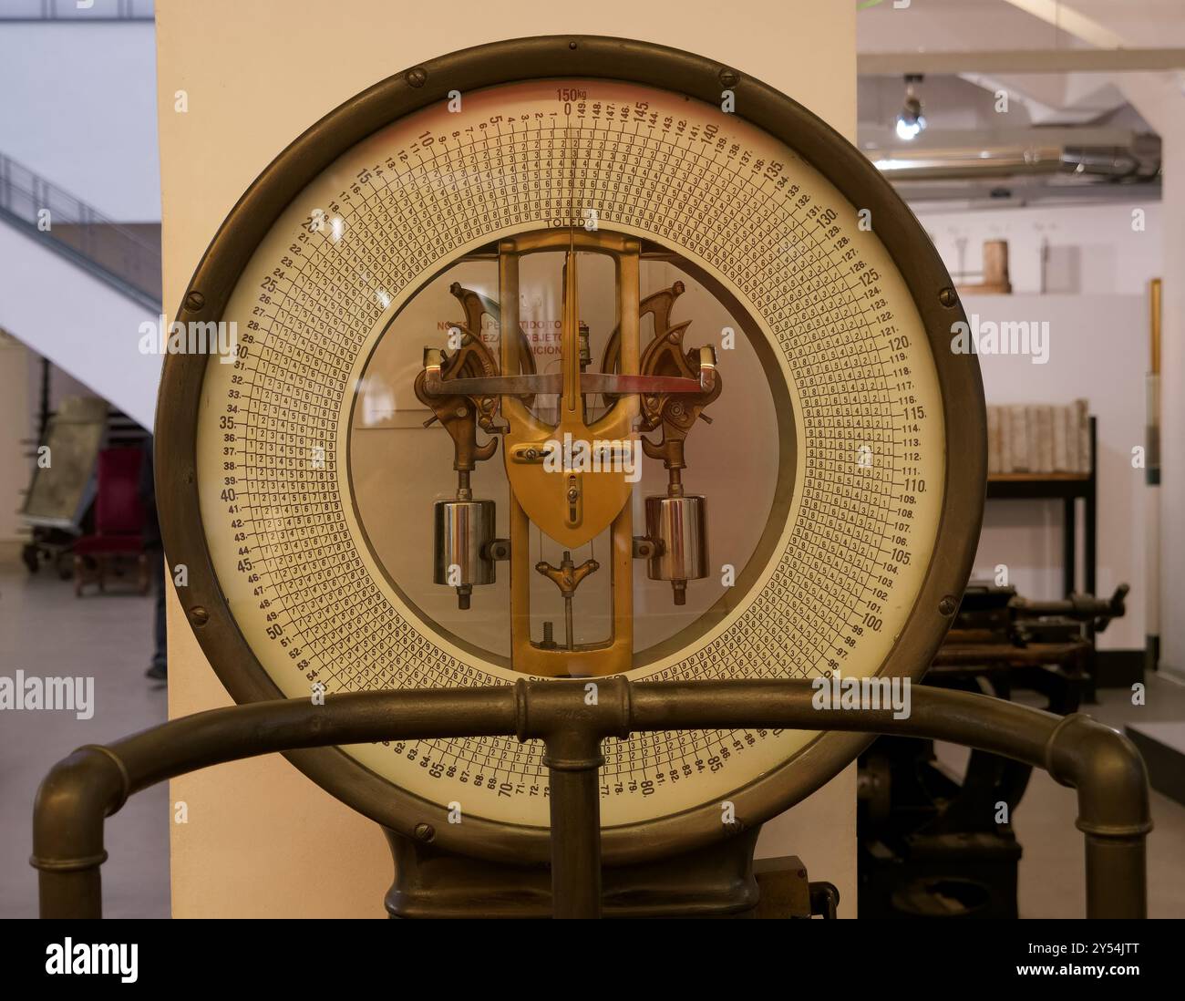 an antique mechanical scale used for weighing in a printing house from ...