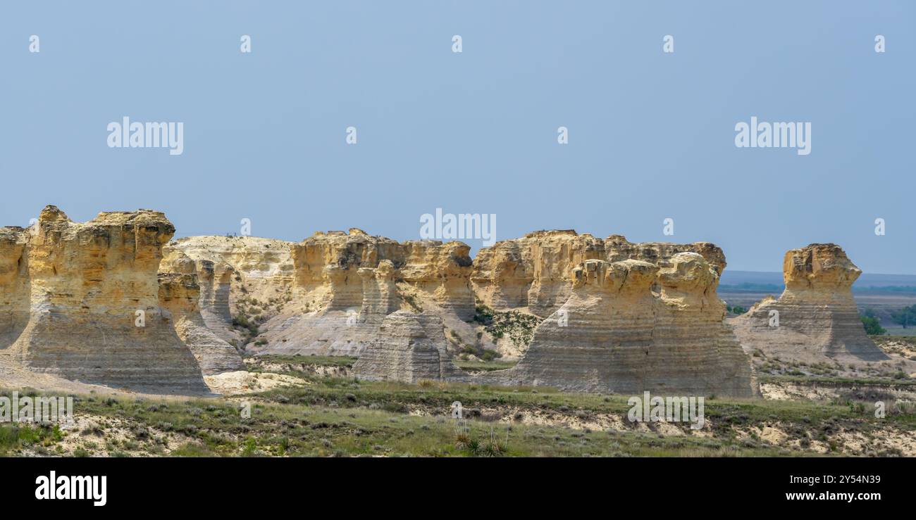 Chalk rock formations, at Overlook Trail, in Little Jerusalem Badlands ...