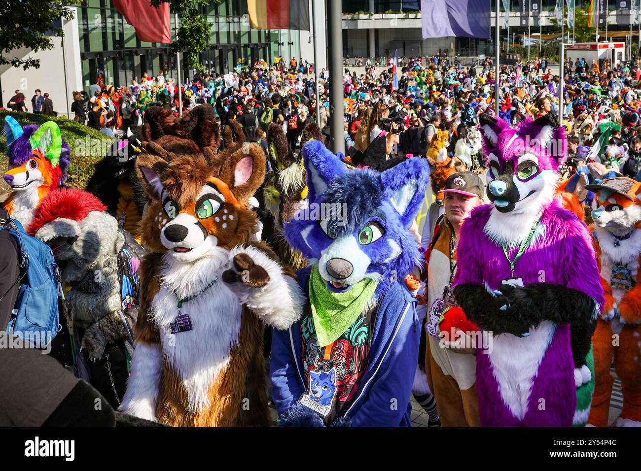 20 September 2024, Hamburg: Participants of the Eurofurence Convention ...