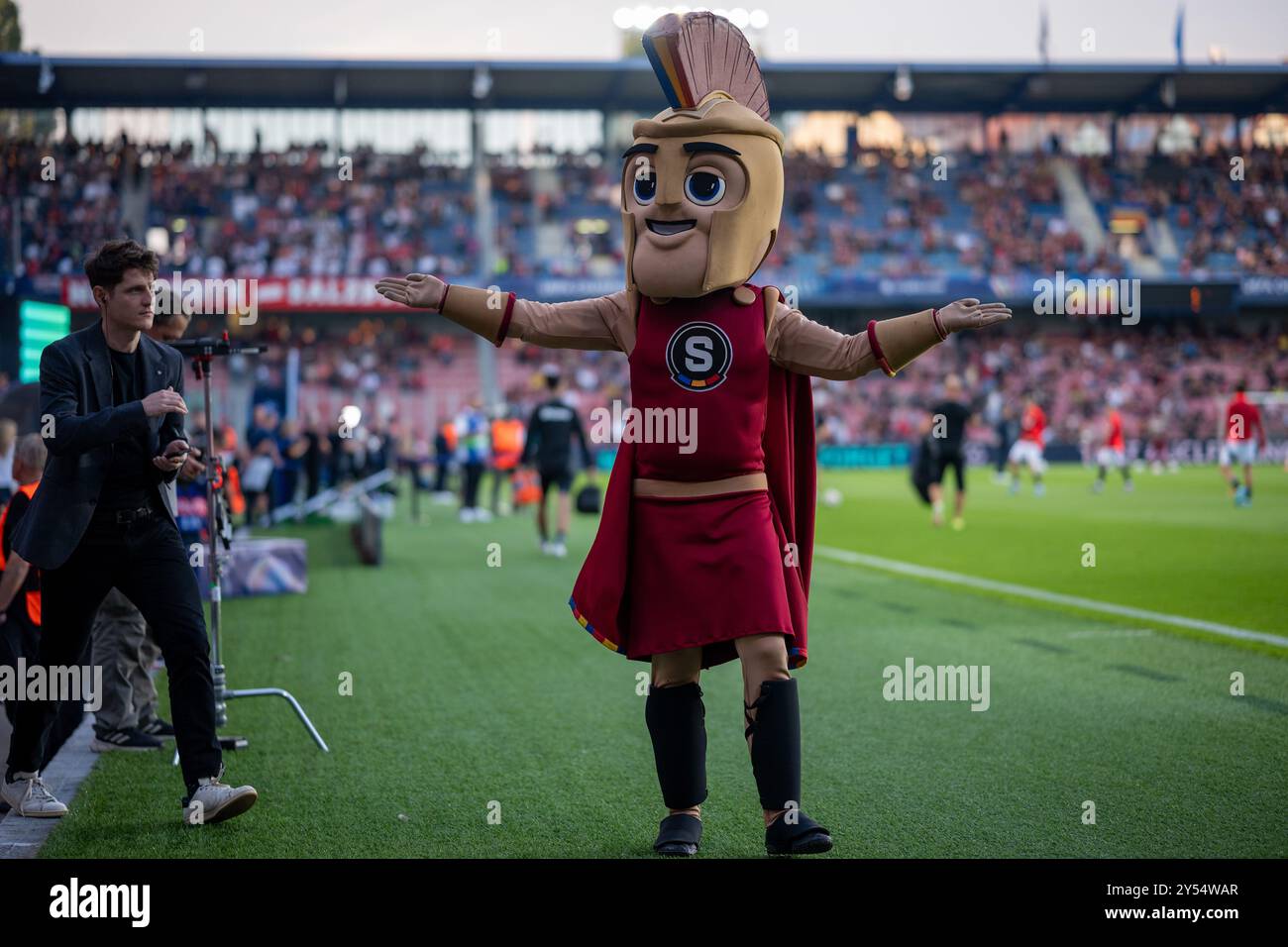 PRAGUE, CZECH REPUBLIC - SEPTEMBER 18: Mascot Rudy of AC Sparta Praha ...