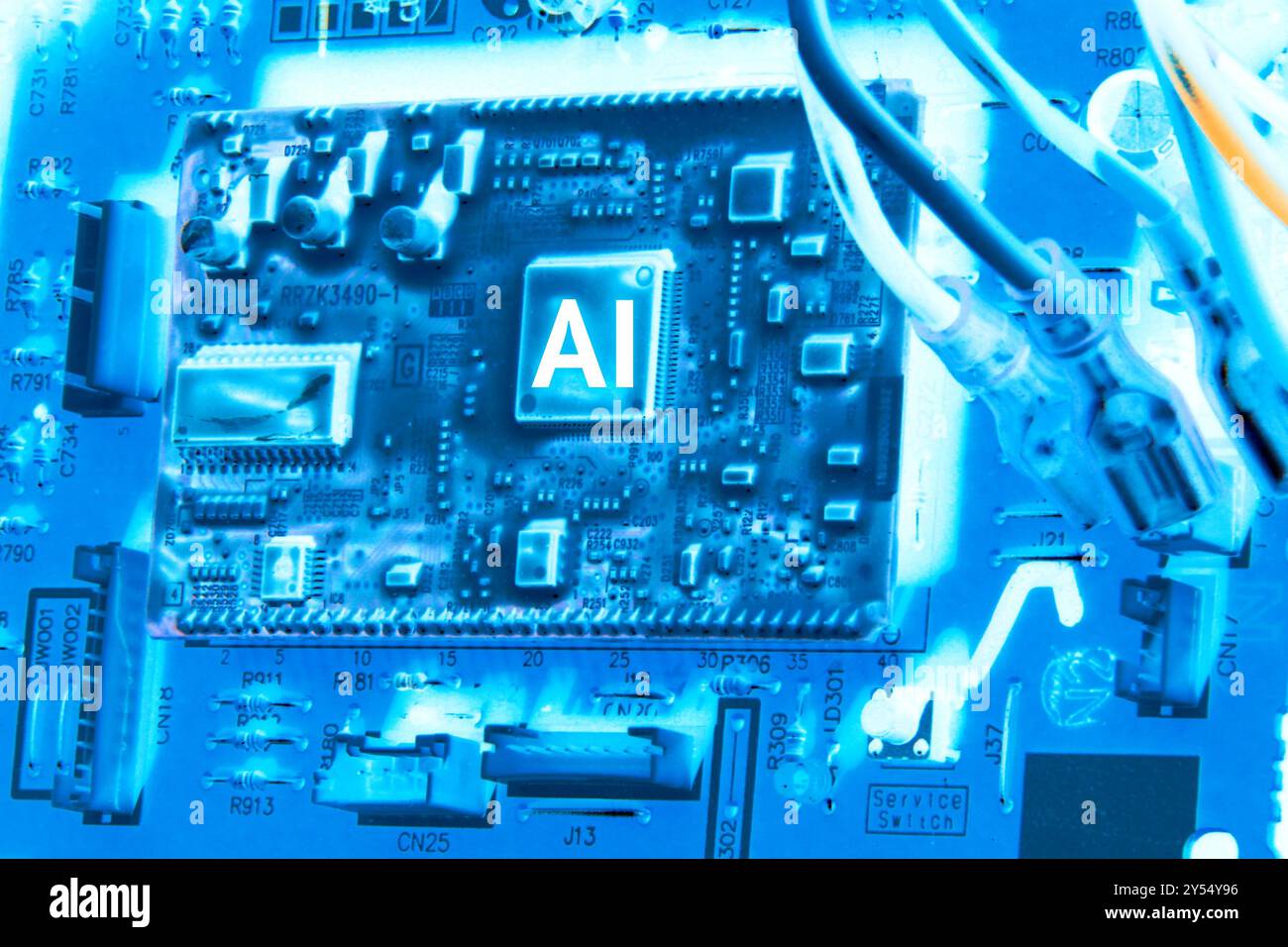 Computer chip with "AI" text, motherboard Stock Photo - Alamy