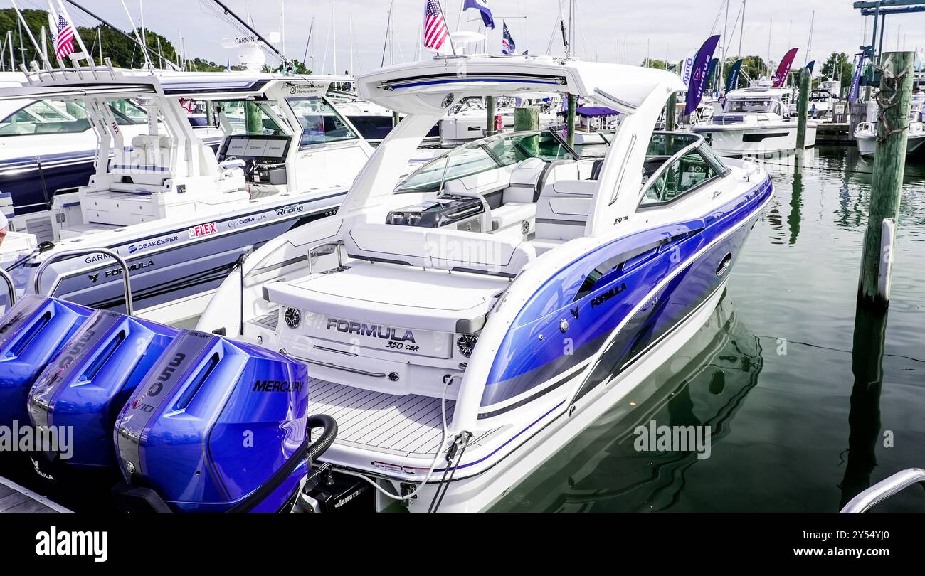 NORWALK, CT, USA- SEPTEMBER 19, 2024: Formula 350 CBR boat shown in ...