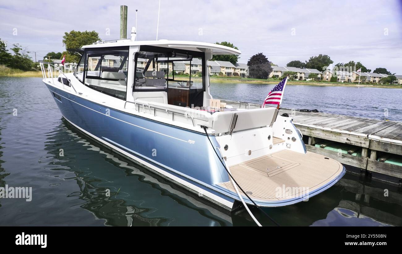 NORWALK, CT, USA- SEPTEMBER 19, 2024: MJM 42 yacht shown in Norwalk ...